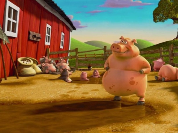 Cartoon Barnyard Scene