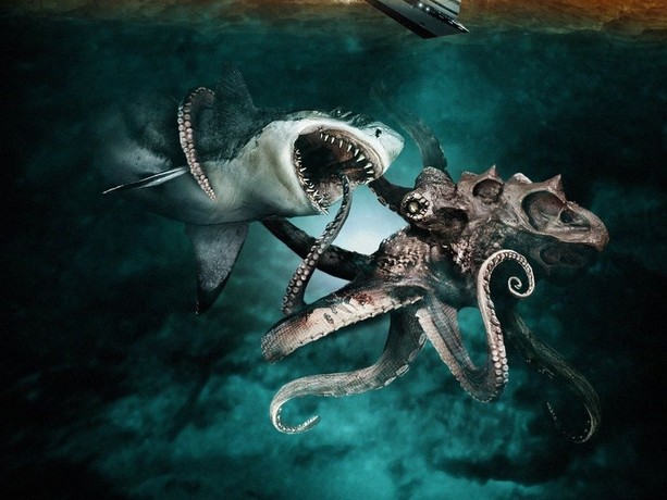 Giant Shark Vs Giant Squid Pairing John Wayne With A Giant Squid